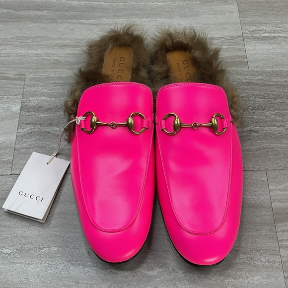 Gucci | Shoes | Nwt Gucci Princetown Fur Lined Horsebit Hot Pink ...